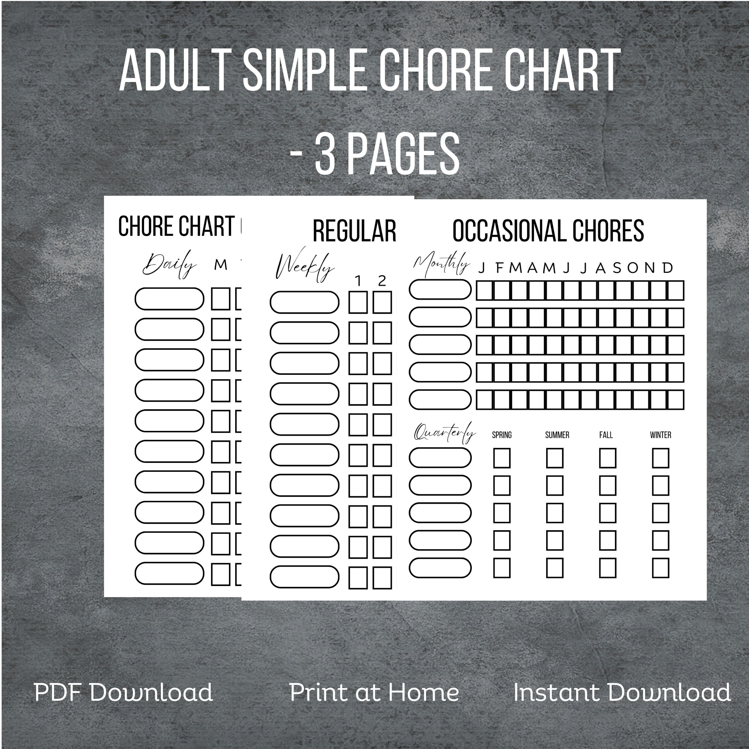 Adult Chore Chart Daily Weekly Monthly, Chore Chart for Adults,adult ...