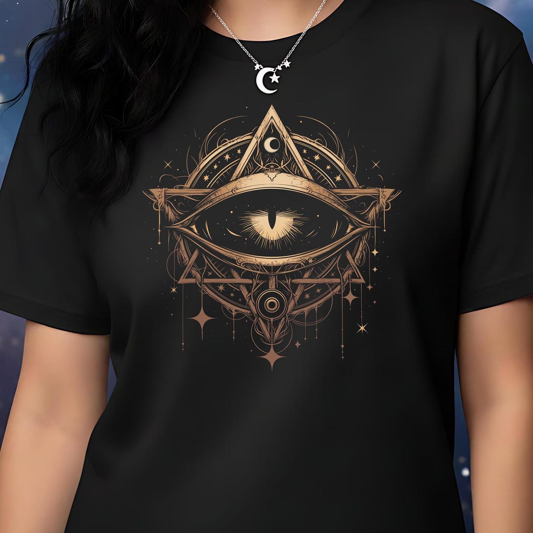 Gothic Occult Pentagram T-shirt for Witches, All Seeing Eye Graphic Tee ...
