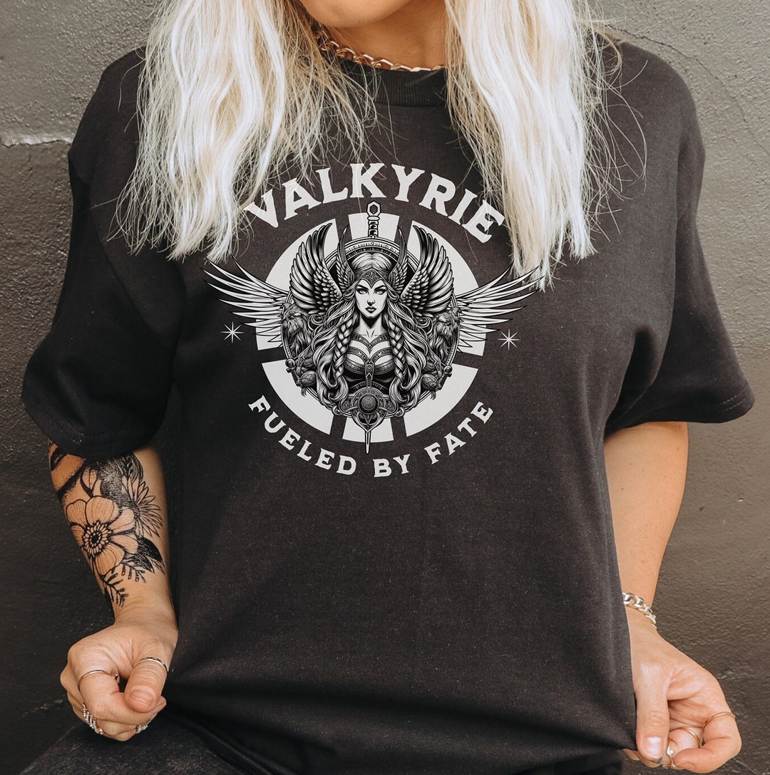 Valkyrie Mythology Tee Norse Inspired T-shirt Fuelled by Fate Logo Viking Gift Gift for ...