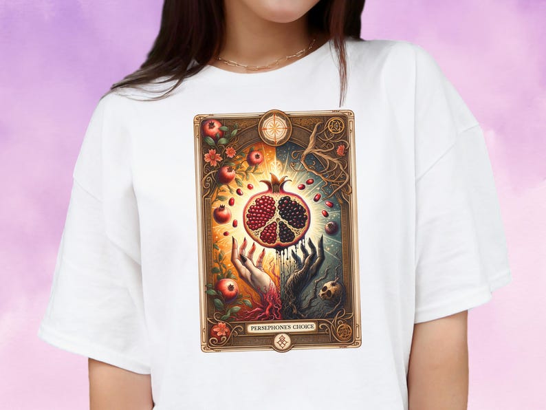 Greek Mythology T-shirt, Gothic Persephone & Tarot Pomegranate Graphic ...