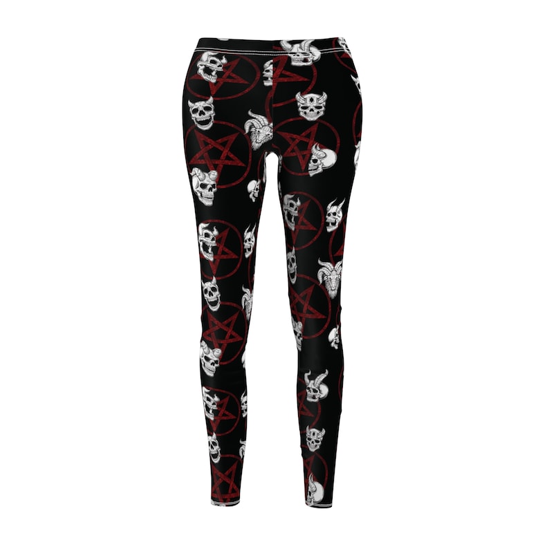 Gothic Skull Leggings, Pentagram Design Yoga Pants, Alt Clothing ...
