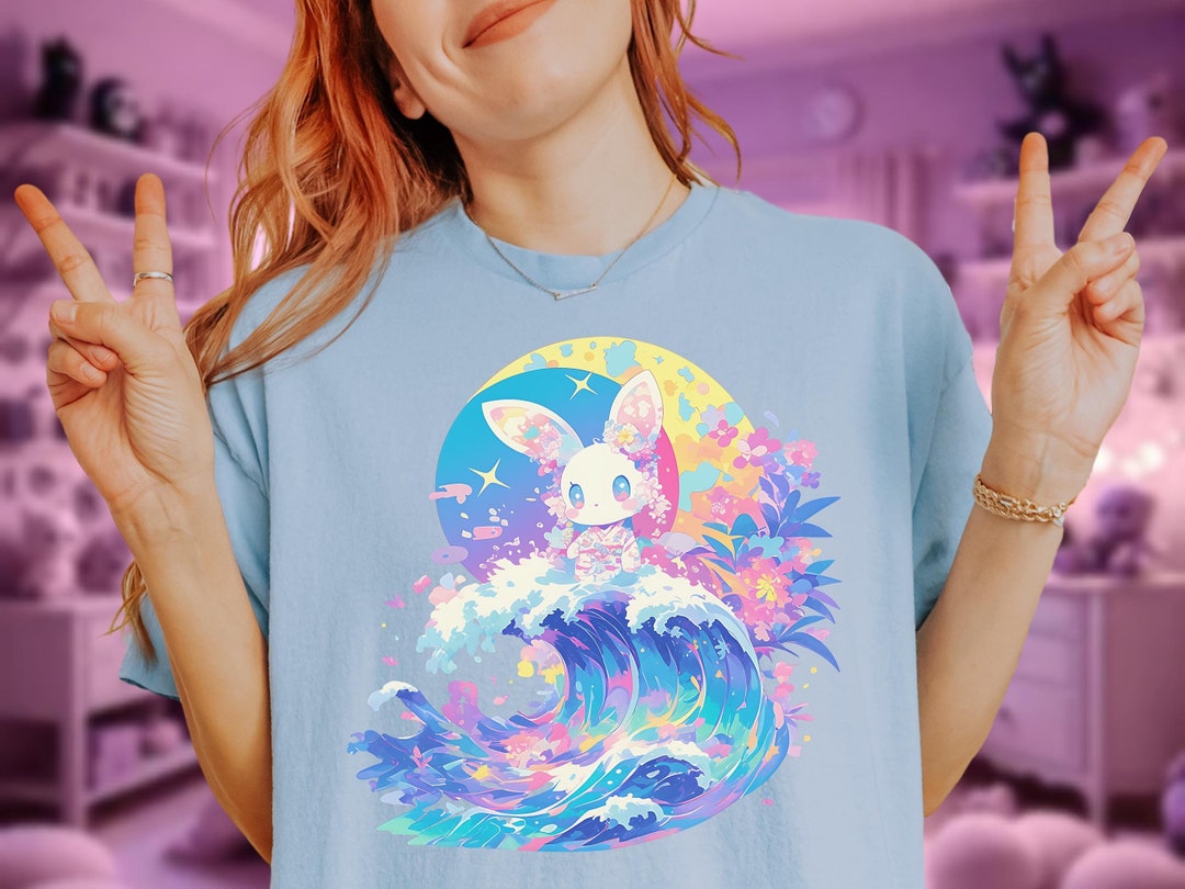 Pastel Goth Rabbit Shirt, Great Wave Tee, Yami Kawaii Goth Shirt ...