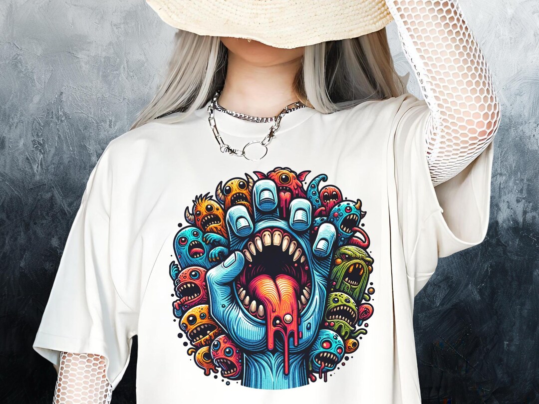 Weird Monster T-shirt, Hand and Mouth Design, Weirdcore & Whimsigoth ...