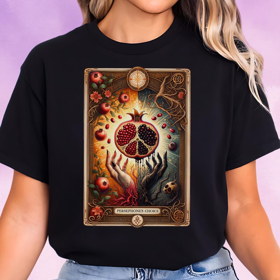 UK/EU - Greek Mythology T-shirt, Gothic Persephone & Tarot Pomegranate ...