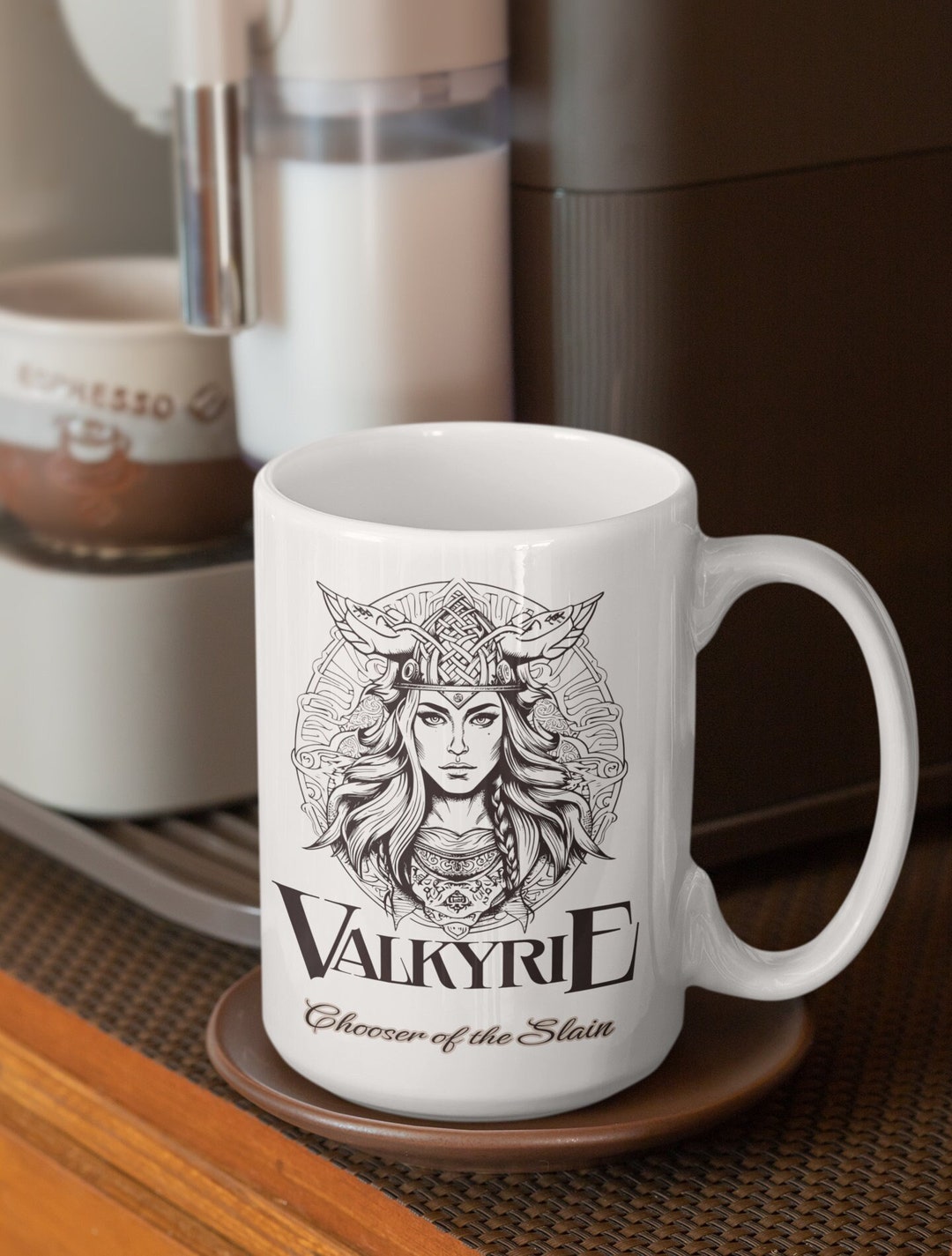 Norse Valkyrie Coffee Mug – Viking Warrior Goddess Design – Nordic ...