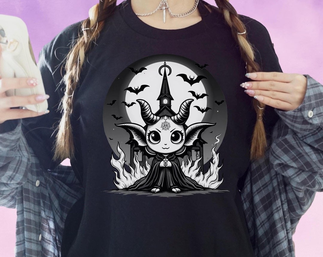Creepy Cute Baphomet T-shirt, Gothic Occult Aesthetic Tee, Harajuku ...