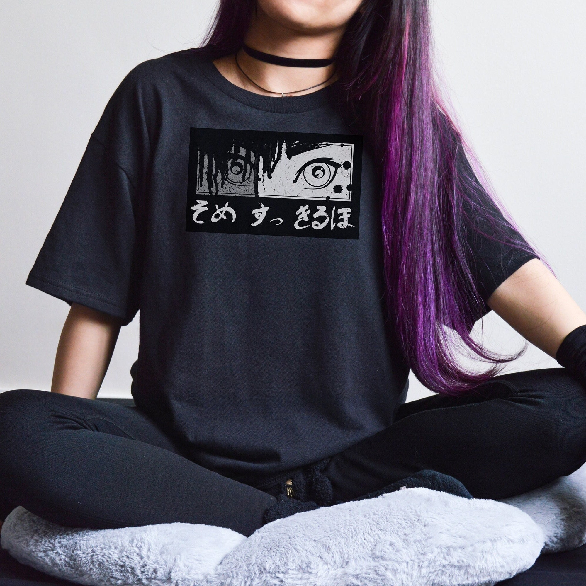 Weirdcore Anime Eyes Tee, Grunge Anime Shirt, Anime Graphic Tee ...