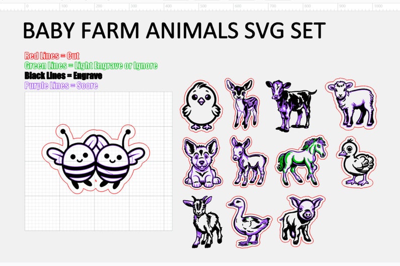 Charming Baby Farm Animals SVG Set for Laser Cutting - CNC, Nursery ...