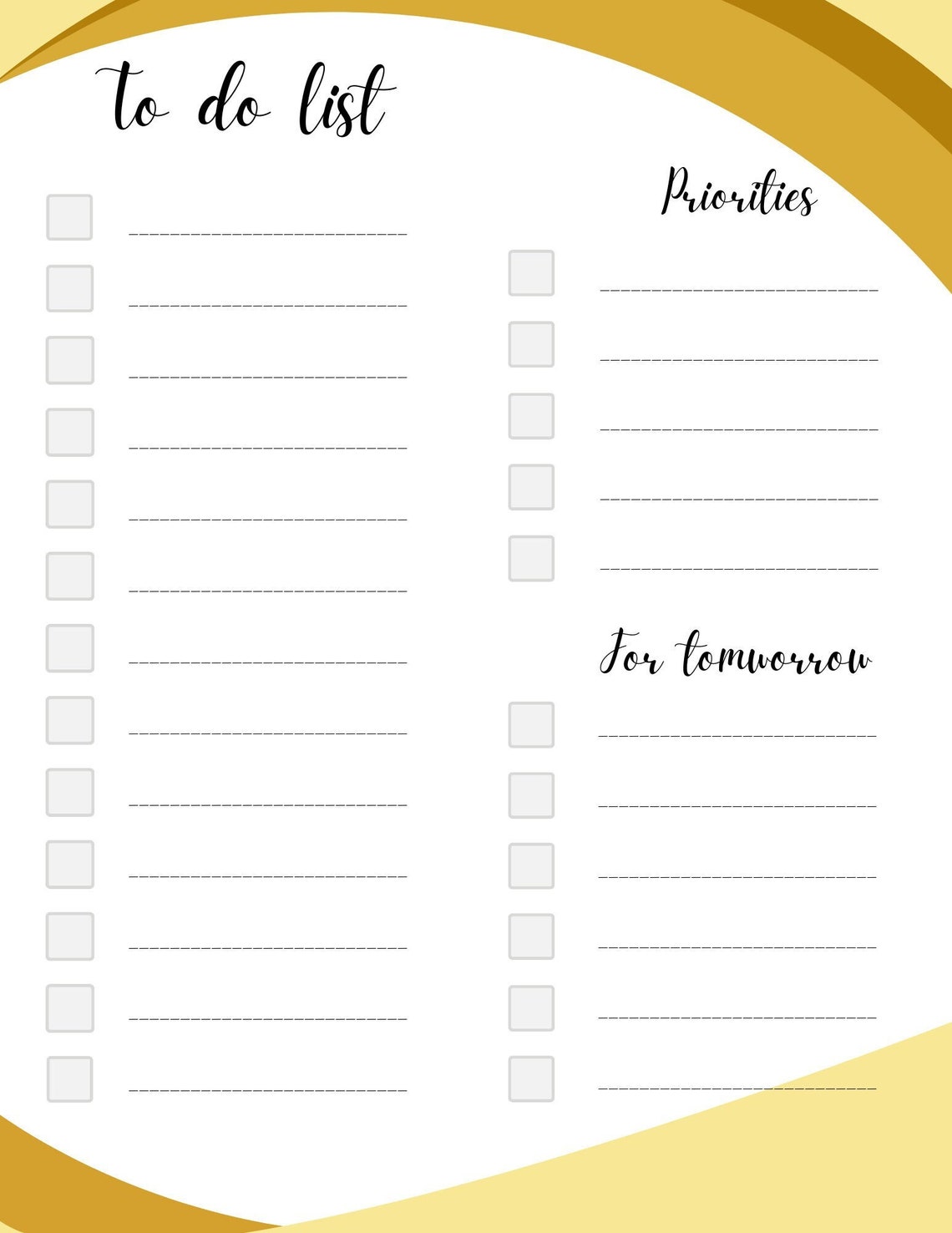 Printable to Do List - Digital Download - Etsy Canada