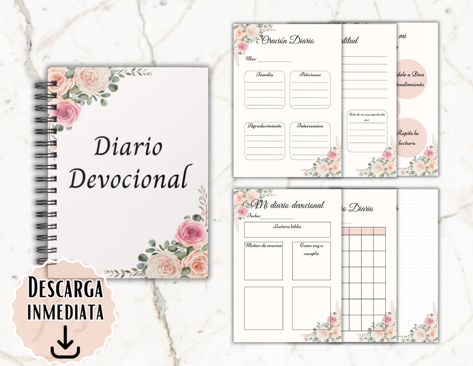 Diario Cristiano En Español,diario Devocional Para Mujeres Imprimible, Diario De Fe Cristiana ...