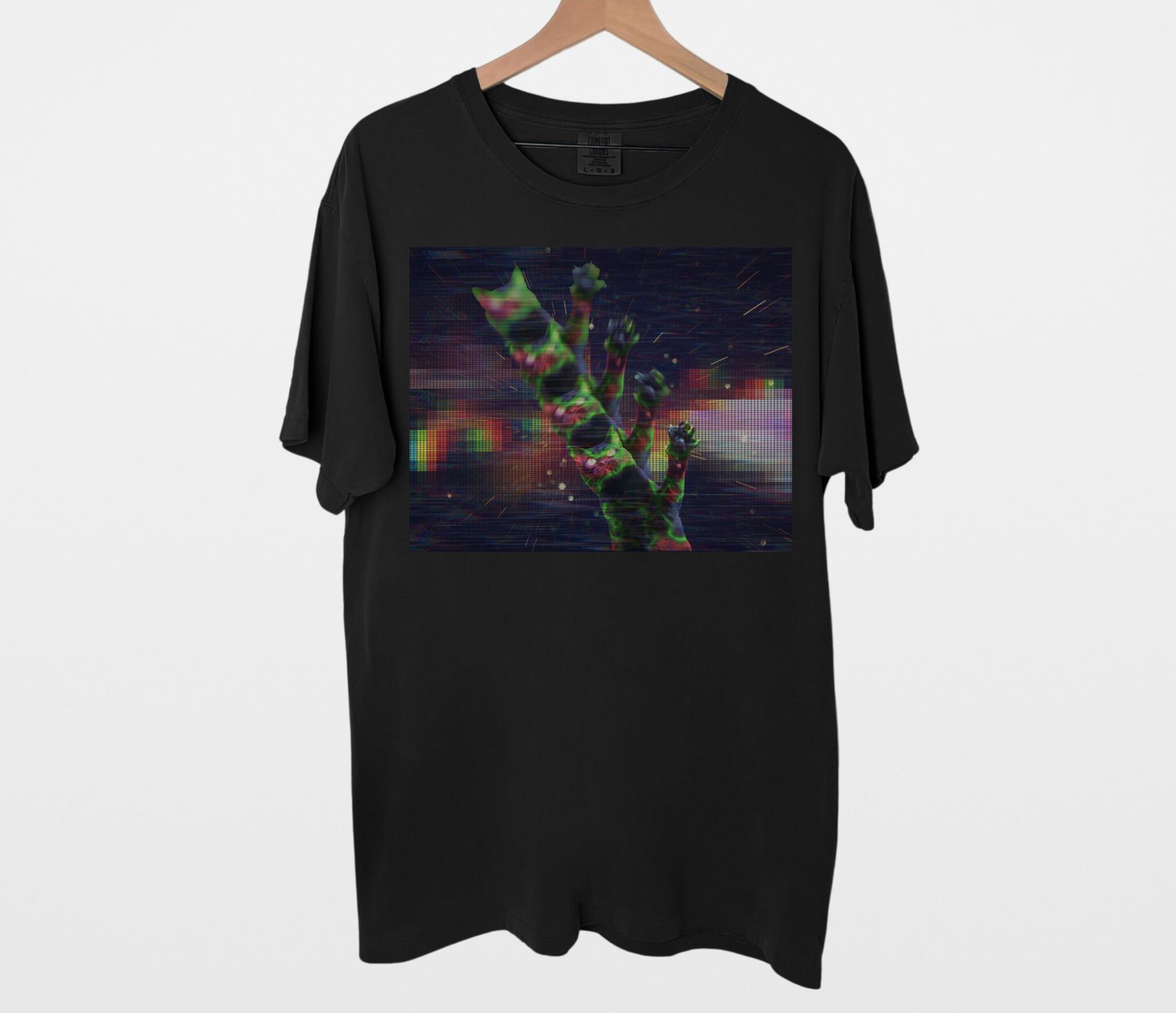 Vaporwave Cat, Psychedelic Weirdcore Cat T-shirt, Alternative Clothing ...