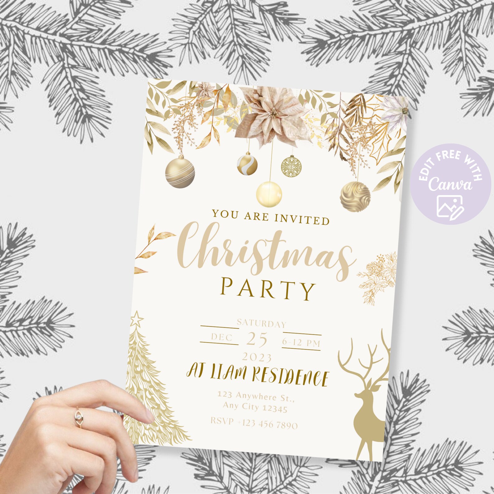 Christmas Party Invitation, Christmas Party Invite, Printable Christmas ...