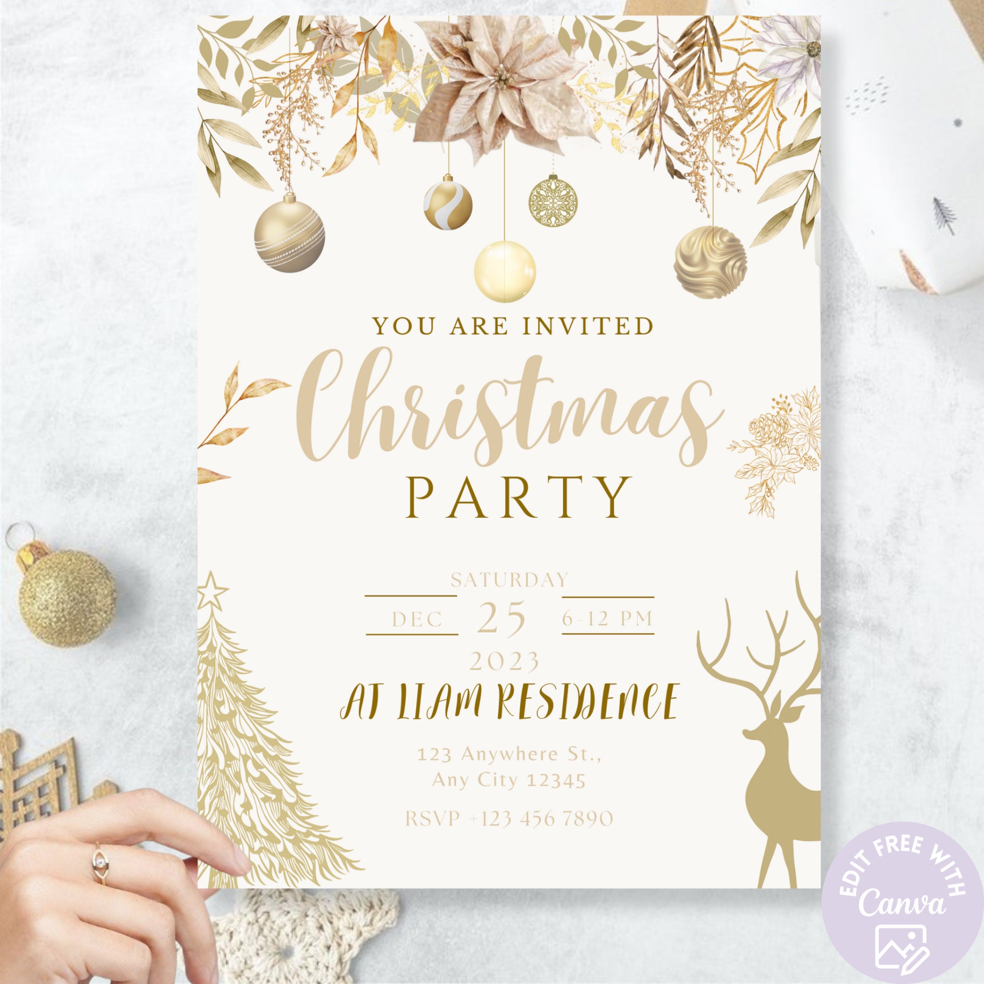 Christmas Party Invitation, Christmas Party Invite, Printable Christmas ...