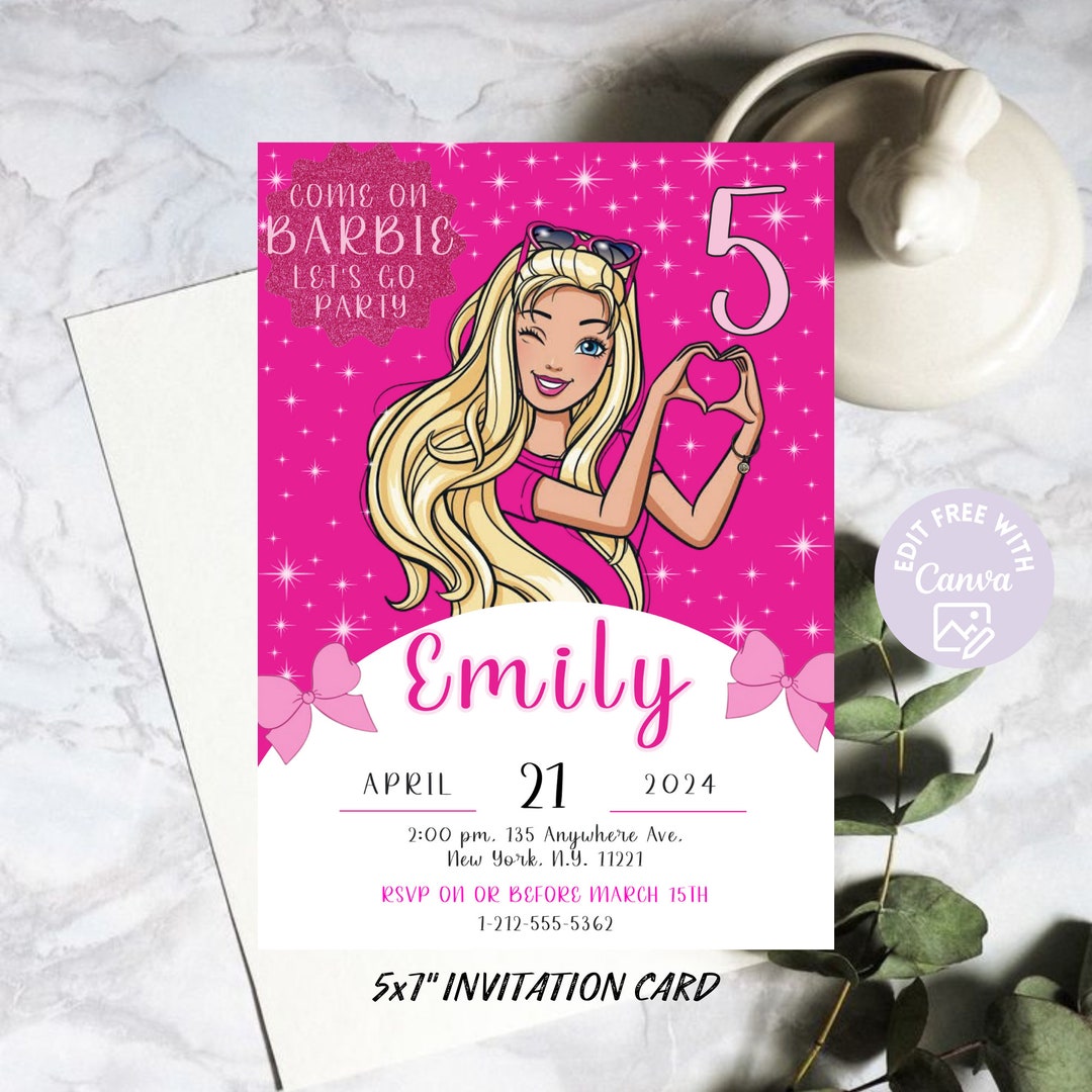 Fashion Doll Party Invitation, Barbie Girl Party Invite, Girls Birthday ...