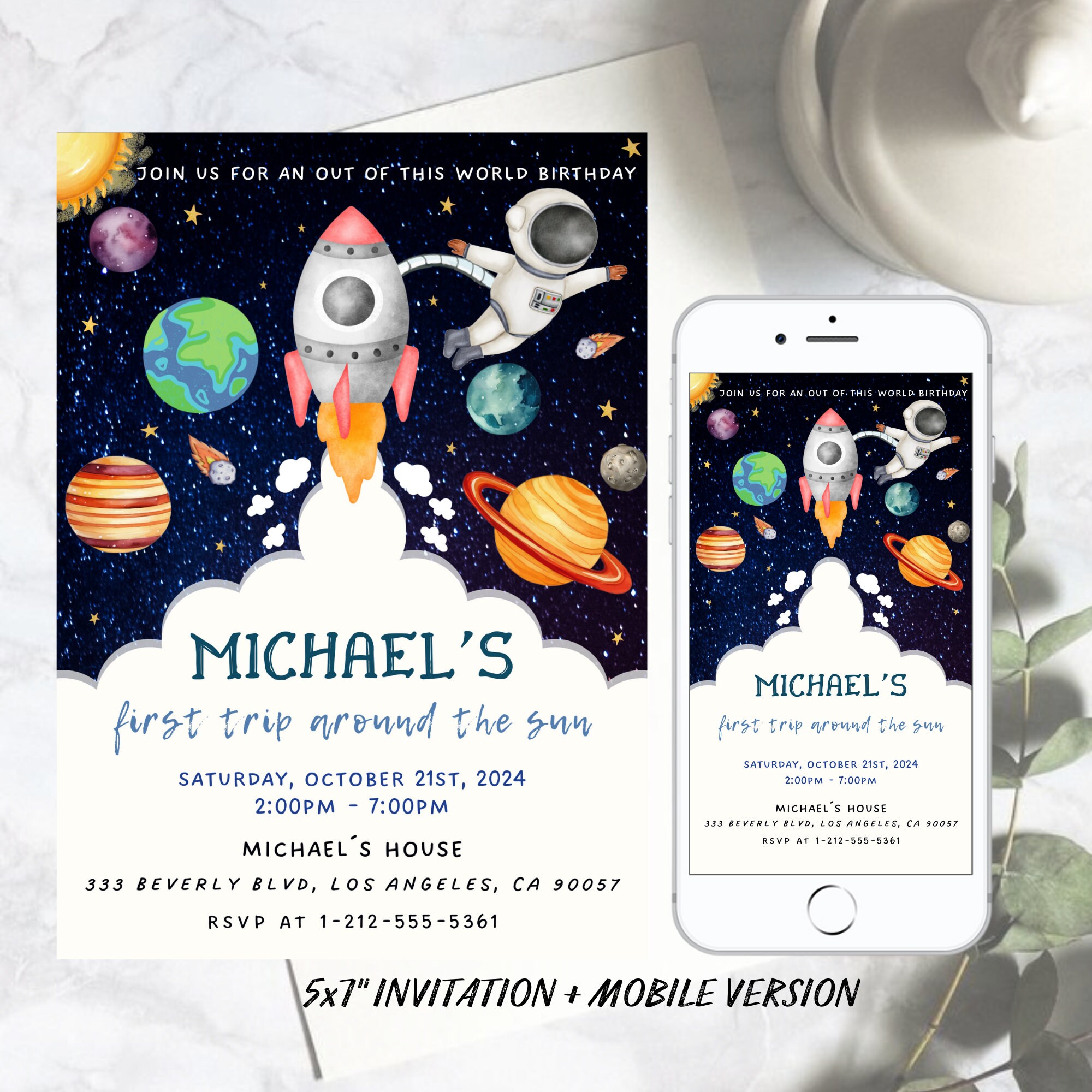 Outer Space Birthday Invitation Template, Trip Around the Sun Planets ...