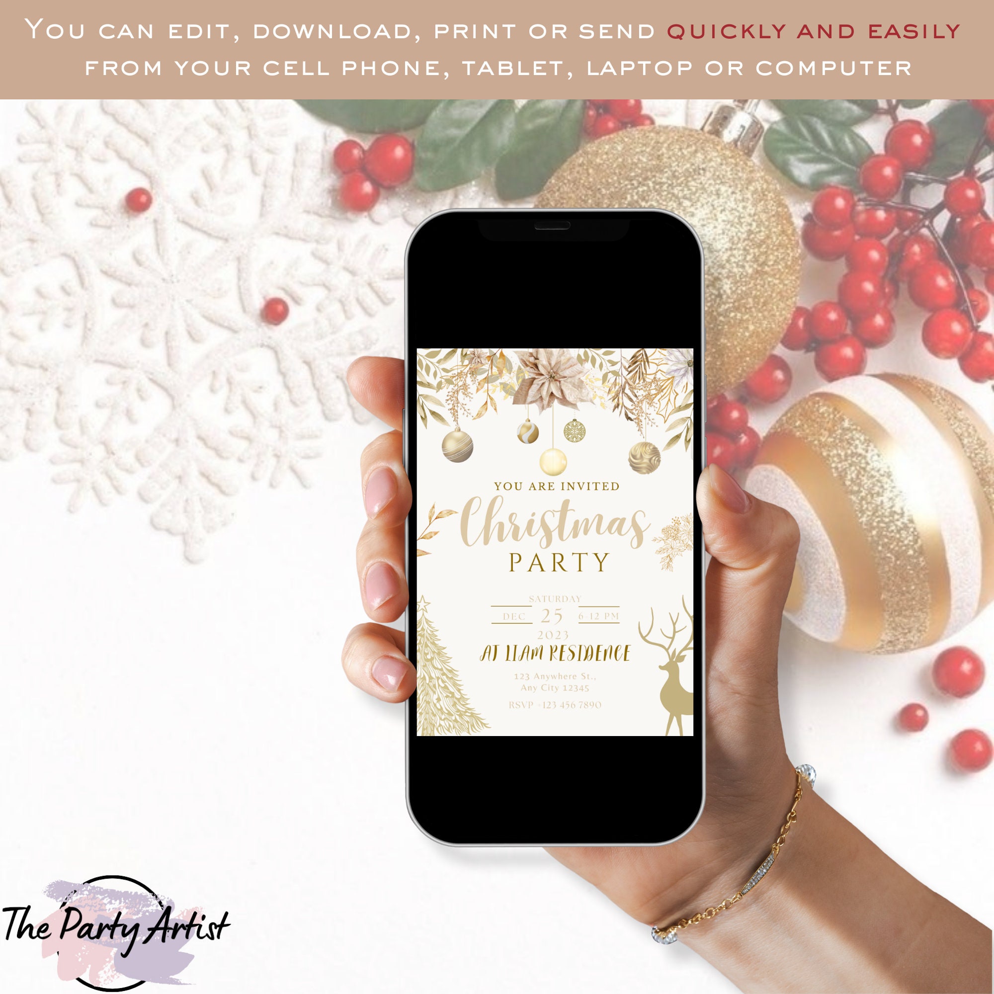 Christmas Party Invitation, Christmas Party Invite, Printable Christmas ...