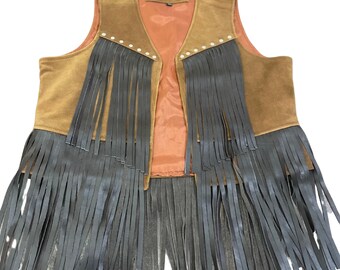 Leather Vest, Mini Western Vest, Women's Western Fringe Vest, Suede Fringe Vest, Cowgirl ...