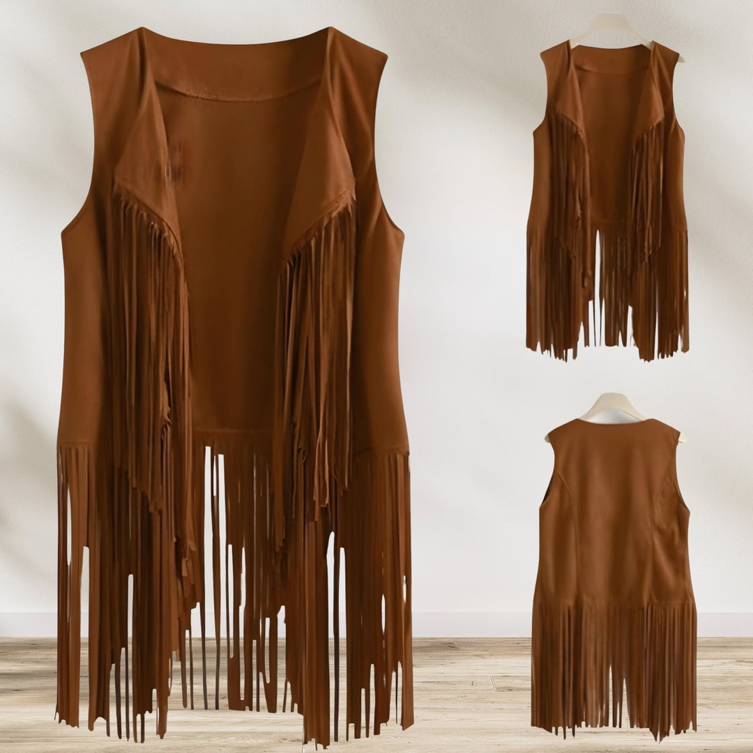Leather Vest, Mini Western Vest, Women's Western Fringe Vest, Suede ...