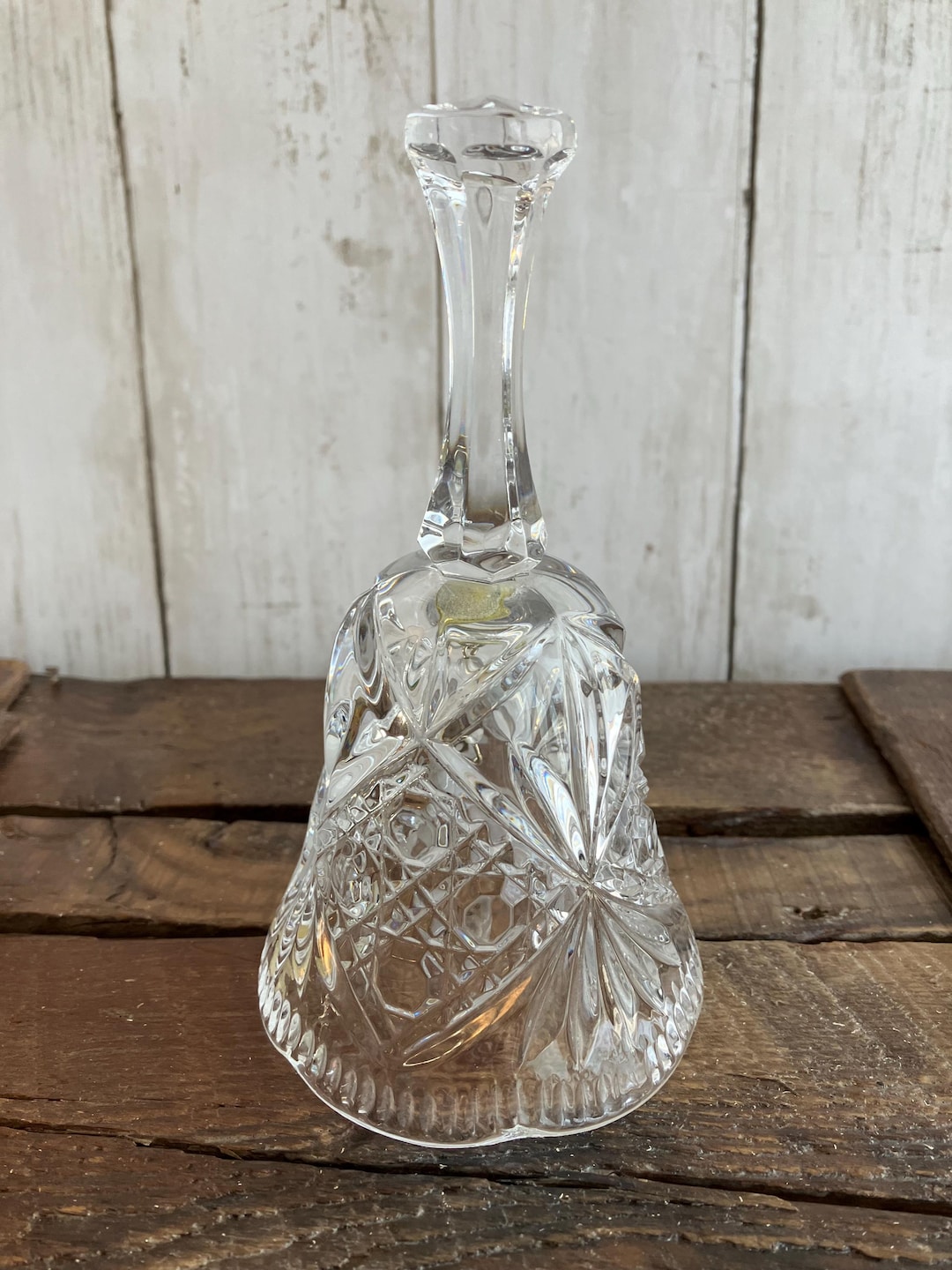 Vintage Crystal Bell With Cut Glass Pattern and Etched Flower. Italian ...