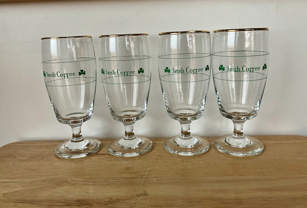 Vintage Irish Coffee Glasses. Set of 4 Clear, Footed, Pedestal Glasses ...