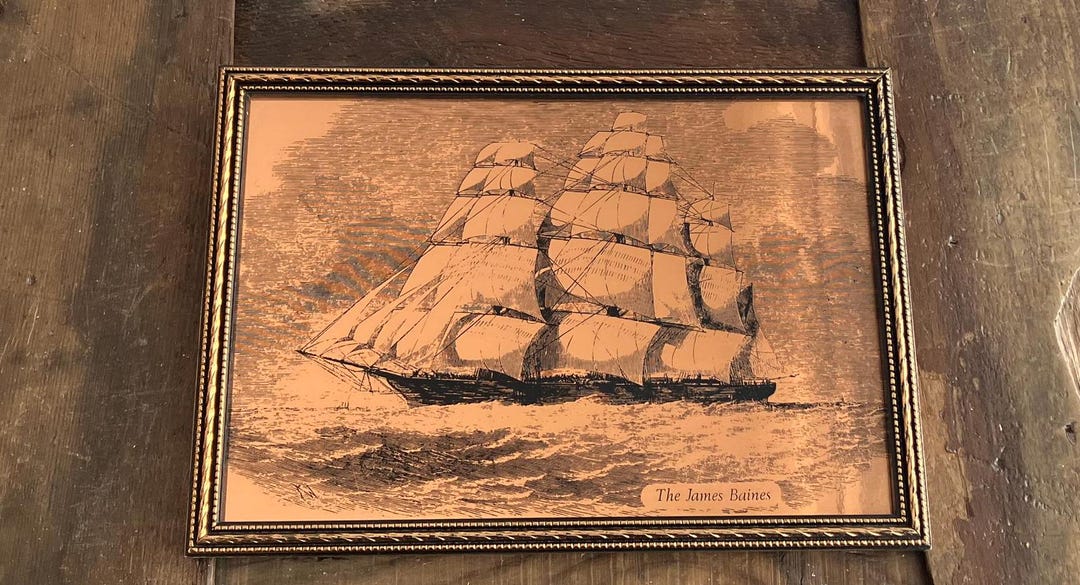 6 X 9 Copper Etchmaster Wall Picture. Vintage James Baines Clipper Wall ...