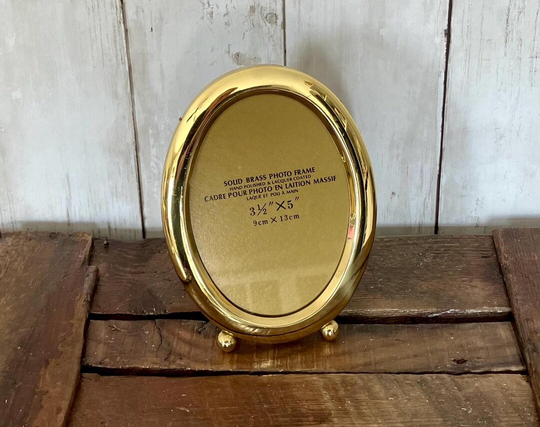 Brass Oval Frame, 3 1/2 X 5 Photo Frame, Vintage Brass Frame. Easel ...