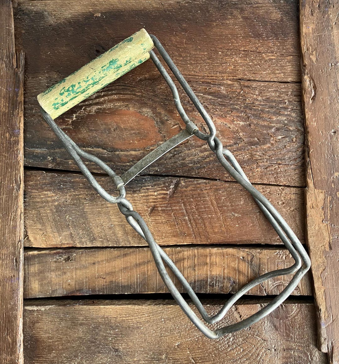 Vintage Canning Jar Lifter. Yo-ho Folding Tongs With Green Wooden ...