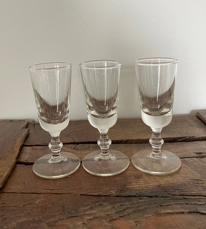 Vintage Liqueur, Schnapps Cordial Shooter Stemmed Glasses, Set of 3 ...