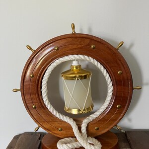 Vintage Table Lamp, Nautical Ship Yacht Steering Wheel Marine Lamp ...