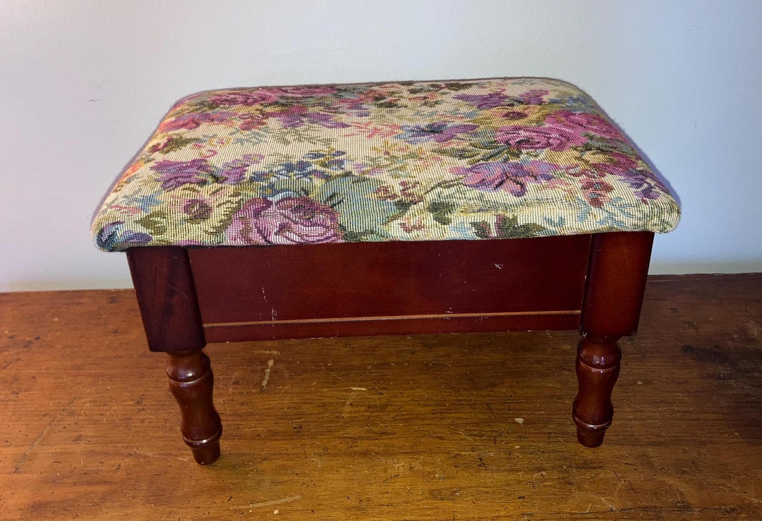 Vintage Sewing Stool. Footstool for Sewing Crafting Magazine Storage ...