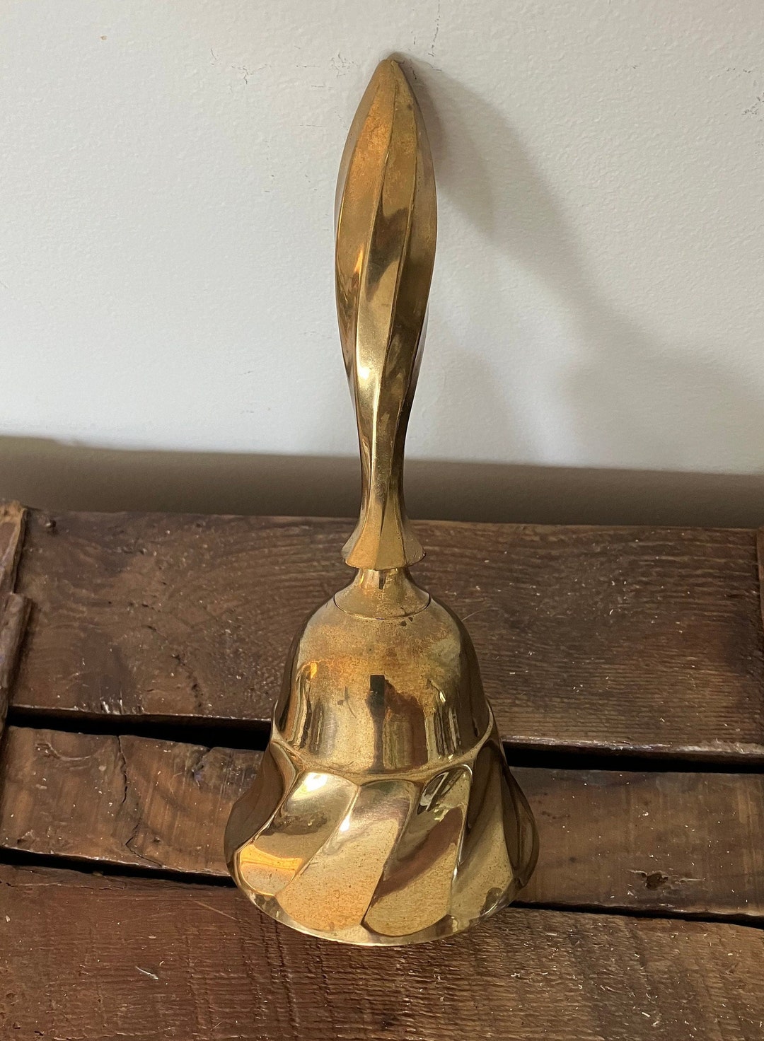 Hand Held Brass Bell Decor. Long Handle Swirl Pattern Bell. - Etsy