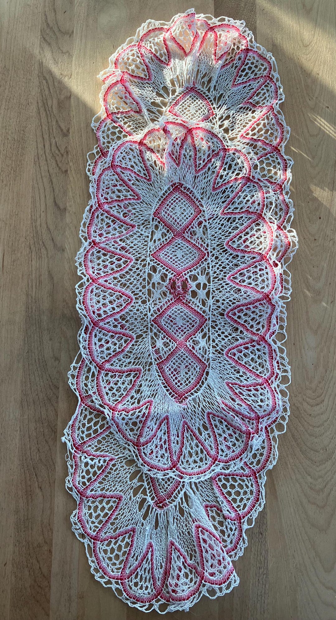 Large Oval Pink and Ivory Doilies. Set of 2 Matching Oval Doilies in 2 ...