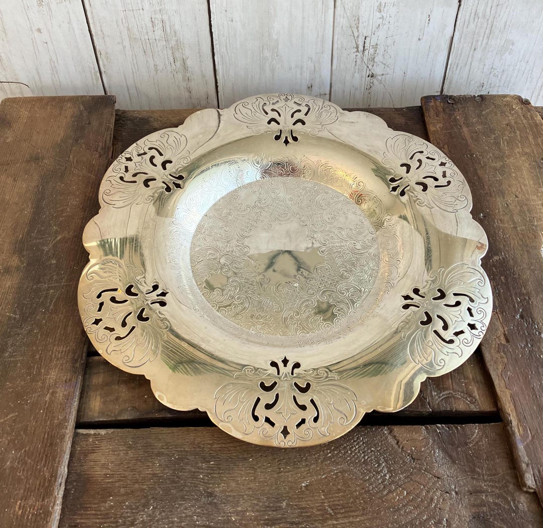 Round Silver Tray, Silver Serving Tray, Silver Barware, Perfume Tray ...