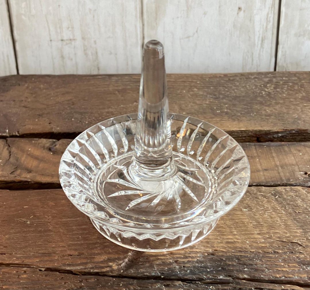 Vintage Crystal Ring Holder, Ring Tree. Heavy Cut Glass Ring, Earring ...
