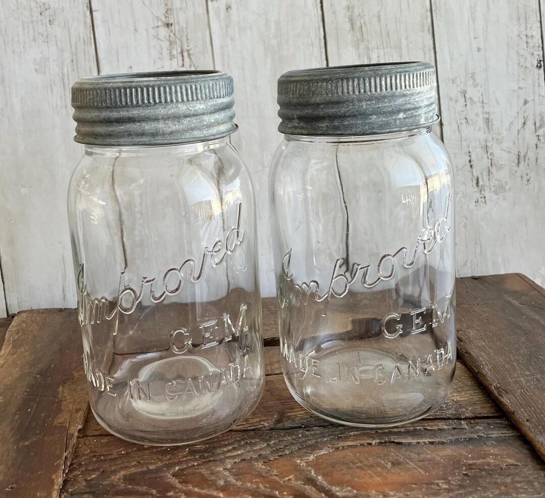 Vintage Gem Mason Jar With Glass Lid and Zinc Top. Storage, Canning Jar ...