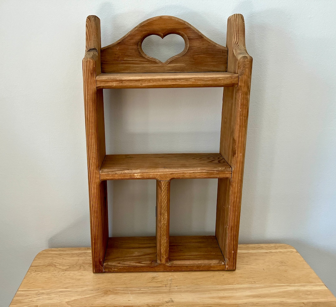Vintage Wood Wall Shelf With Heart Cut Out. Display, Figurines ...