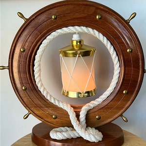 Vintage Table Lamp, Nautical Ship Yacht Steering Wheel Marine Lamp ...