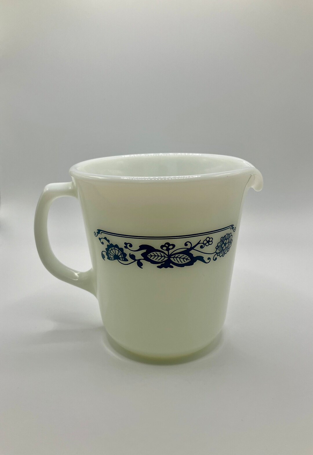 Vintage Pyrex Creamer. Old Town Blue Pattern, on White Milk Glass. MCM ...