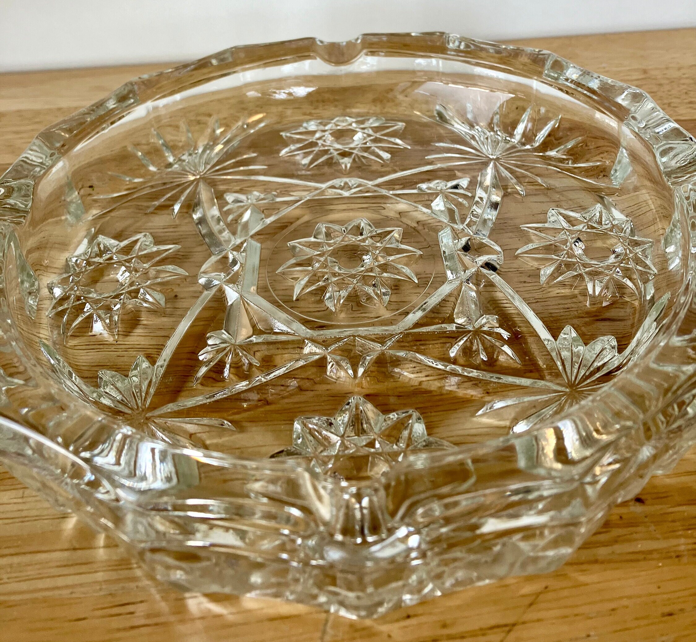 Ashtray, Clear Glass, Vintage Anchor Hocking. Round, Large, Heavy MCM ...