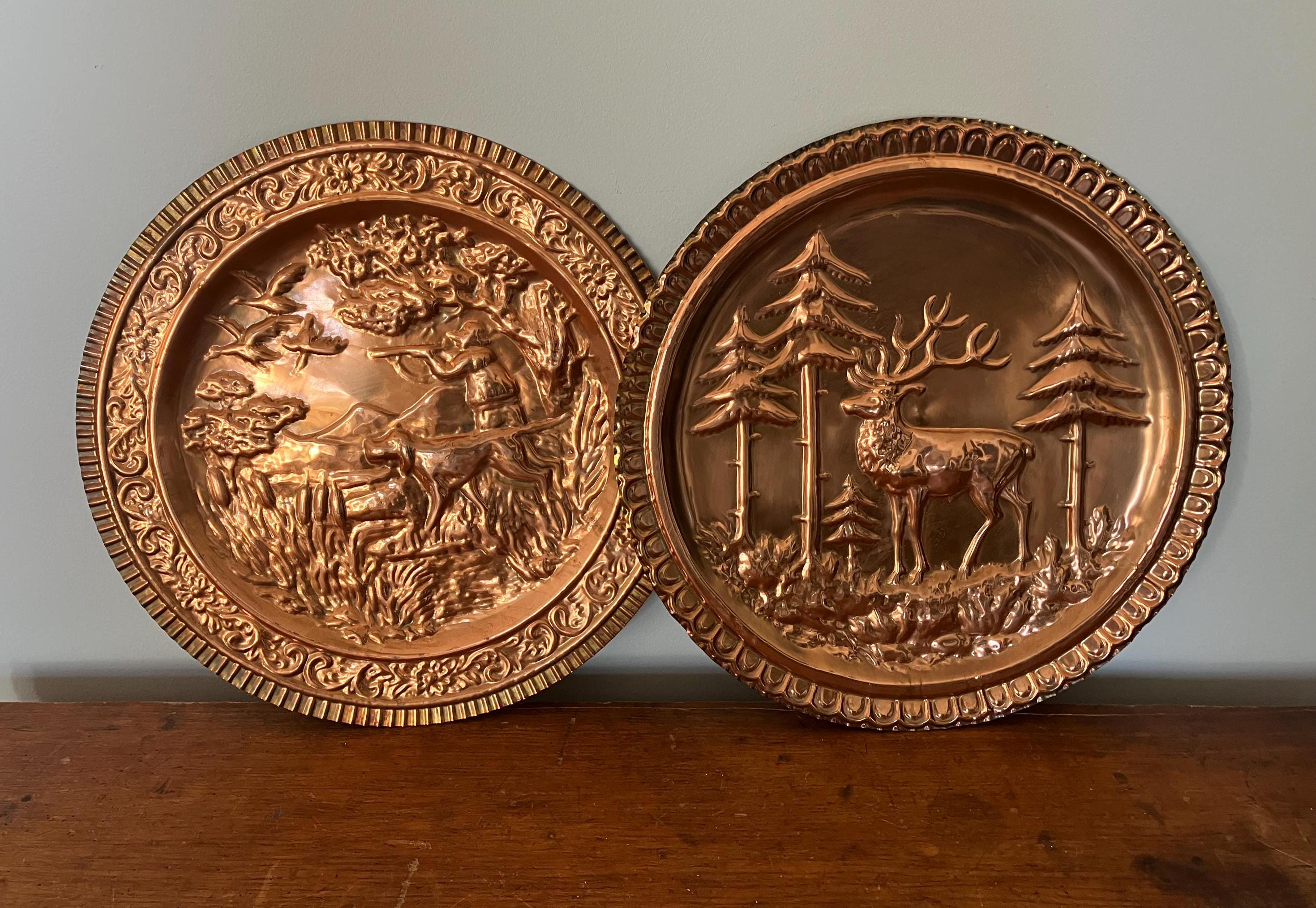 Vintage Copper Wall Plates. 16 Large Copper Wall Plaques Wall Decor ...