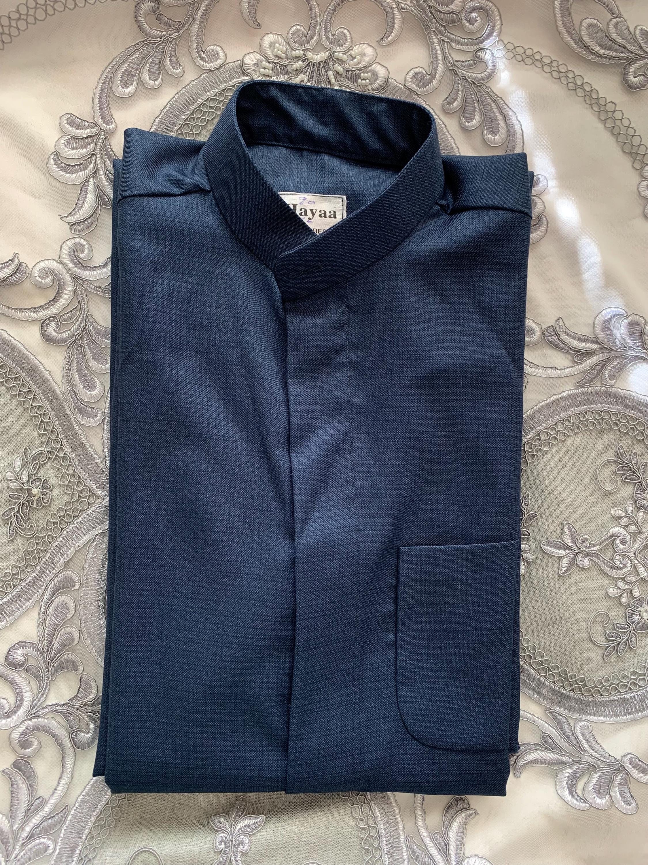 Youth Thobe Navy Blue & White Thoub - Boy Kaftan Size 52 Kuwaiti Thobe ...