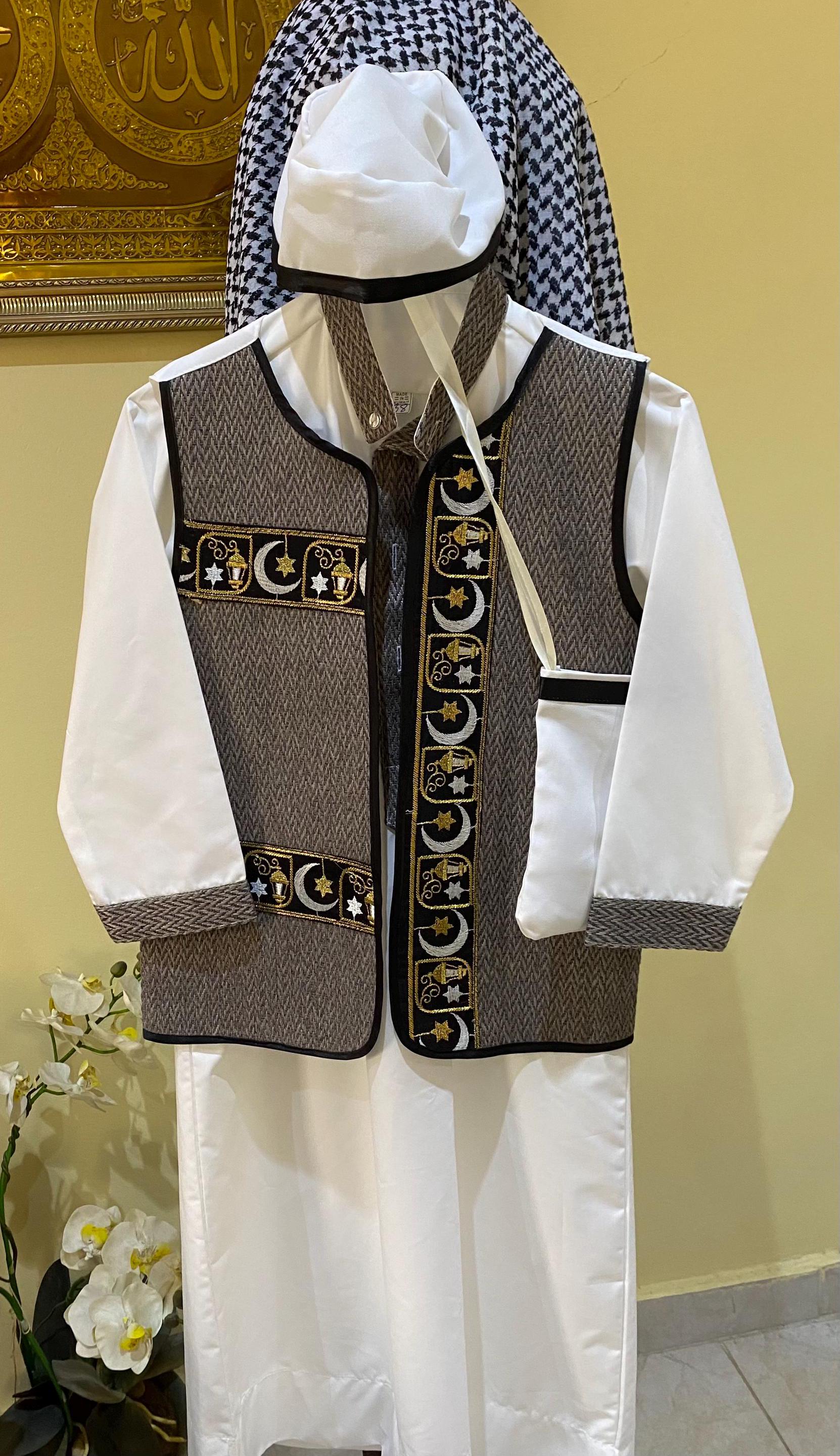 Kids Thobe With Matching Vest, Bag and Cap | Muslim Toddler Abaya Baby ...