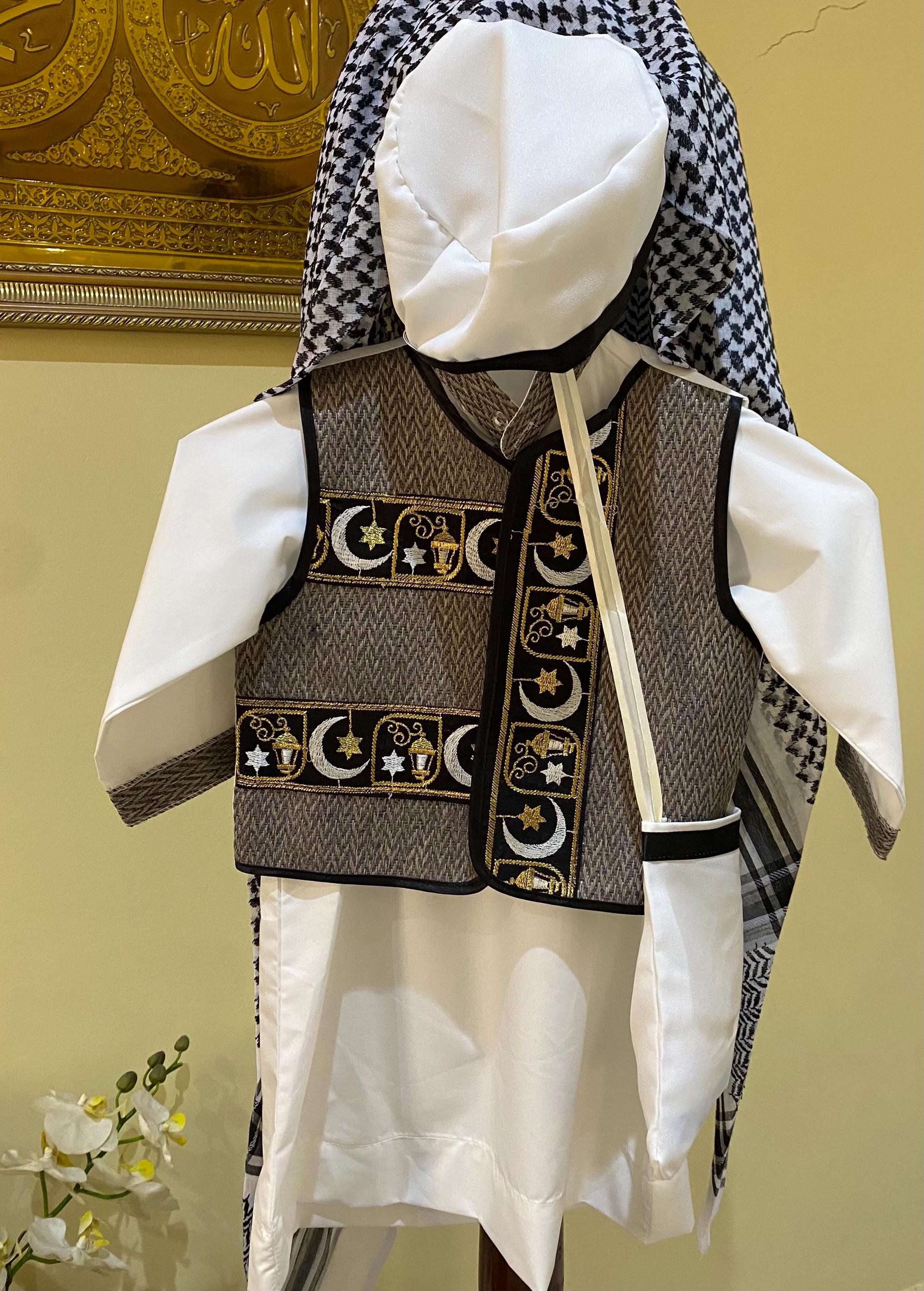 Kids Thobe White Thobe Boys for Eid With Matching Vest, Cap & Bag ...