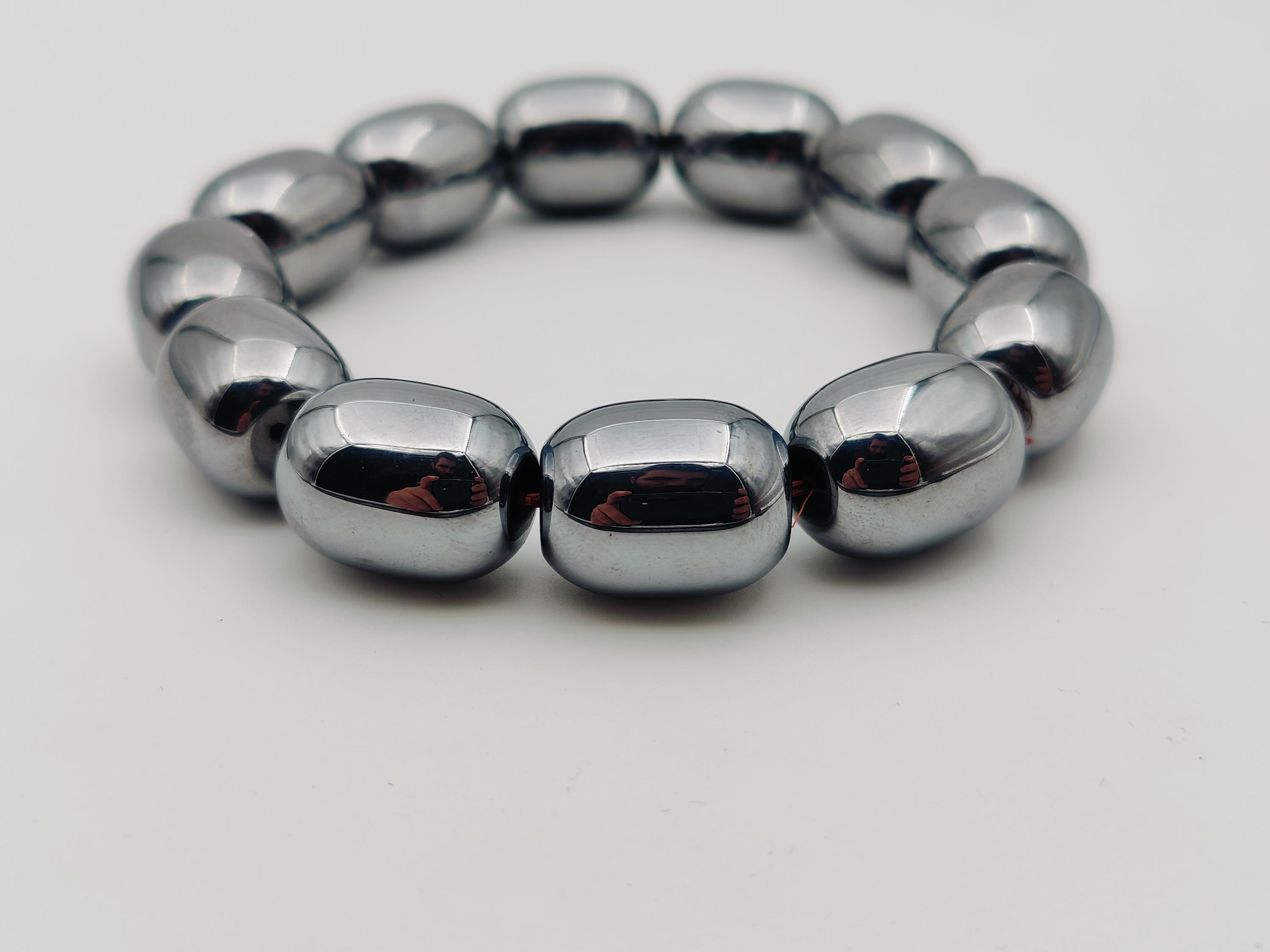 Terahertz Beaded Stretch Bracelet, Healing Energy Bracelet, Unique Oval ...