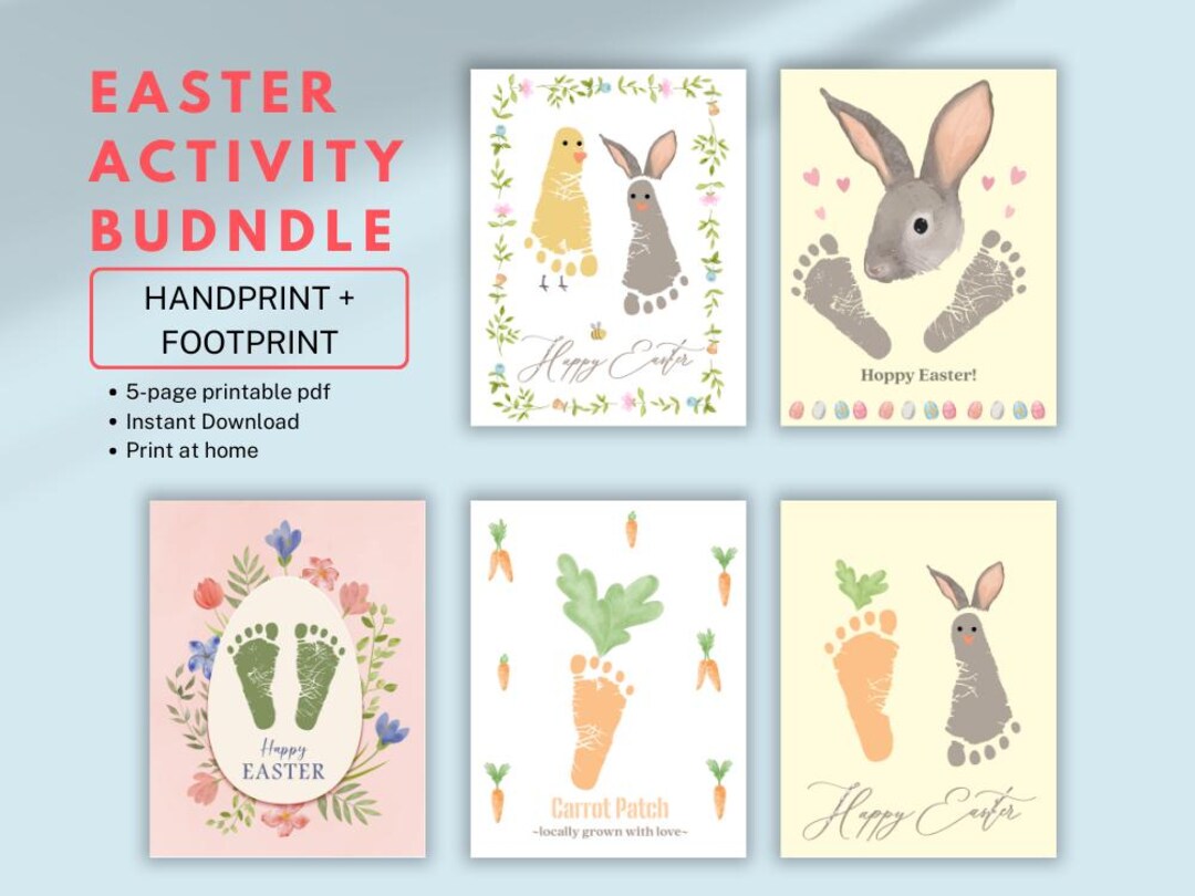 Easter Handprint Footprint Art Activity Bundle, Happy Easter Craft for ...