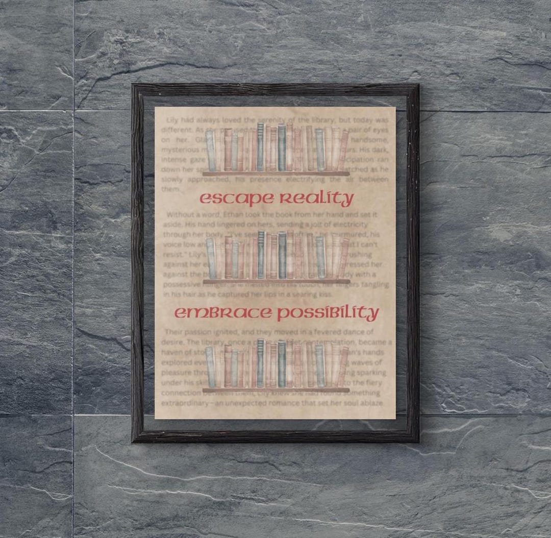 Book Lovers Digital Print, Library Wall Art, Bookshelf Office Wall Art ...