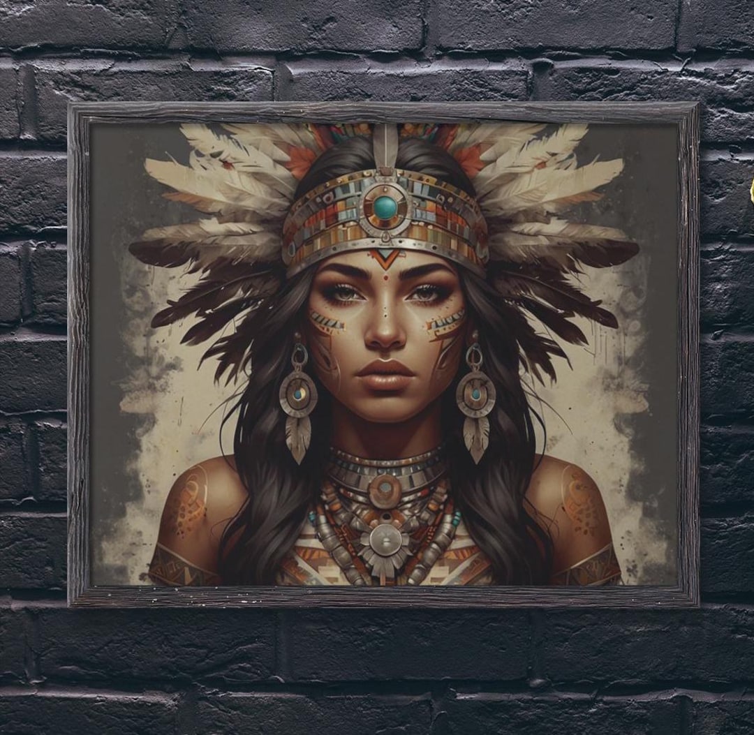 Aztec Princess Digital Wall Art, Office Decor, Livingroom Instant ...