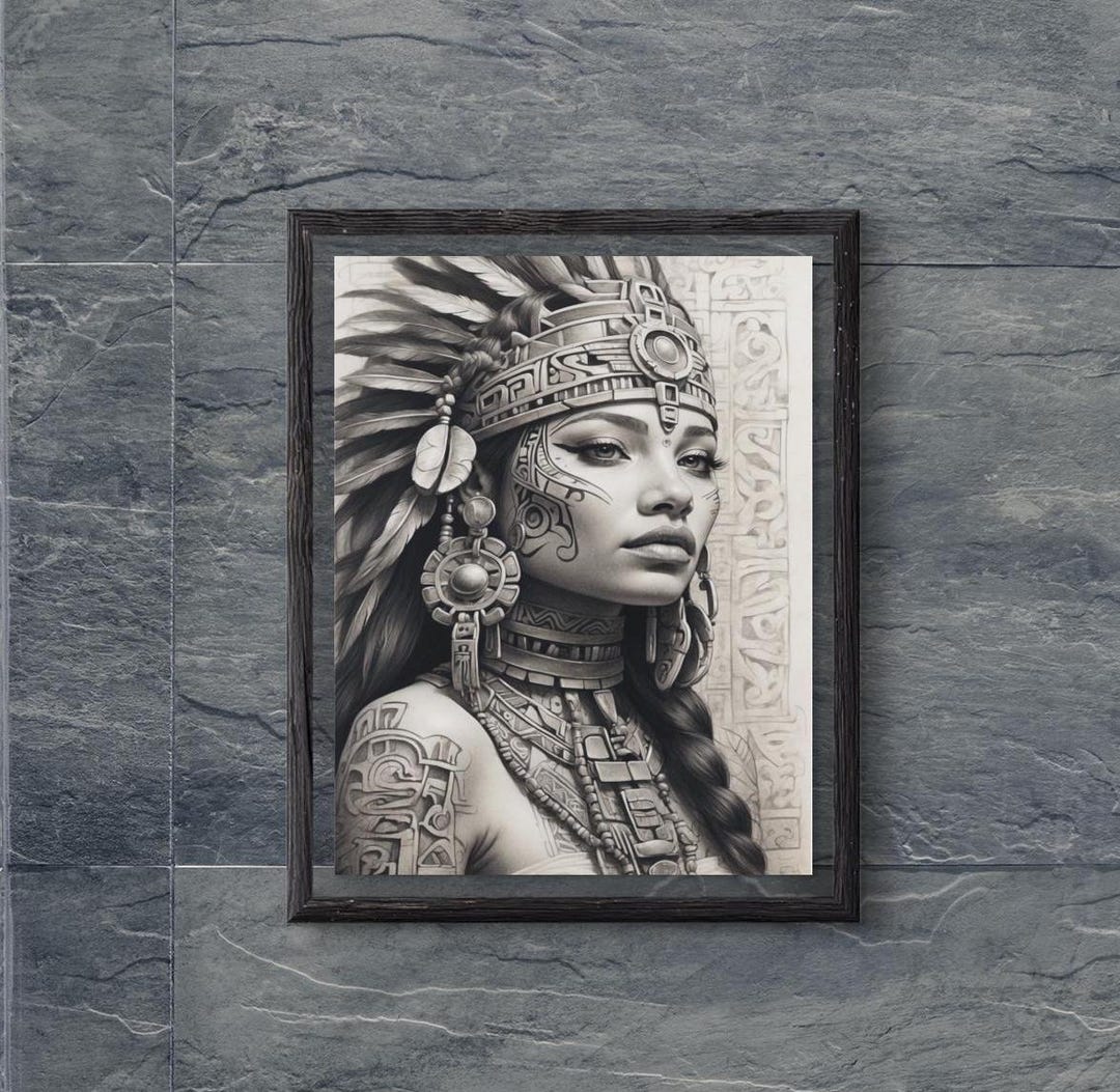 Aztec Empire Classic Art, Aztec Princess Warrior Digital Print ...