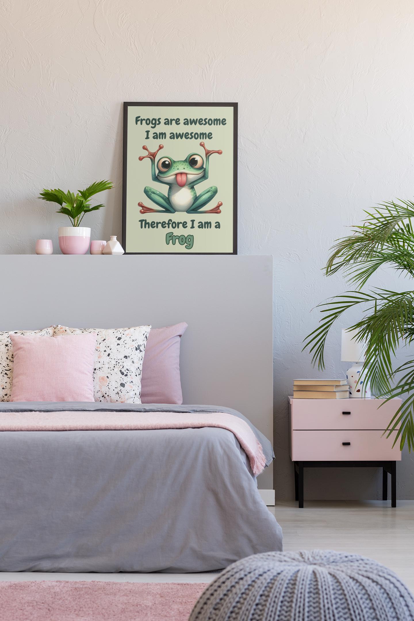 Positive Affirmation Digital Wall Art, Inspirational Frog Decor, Funny ...