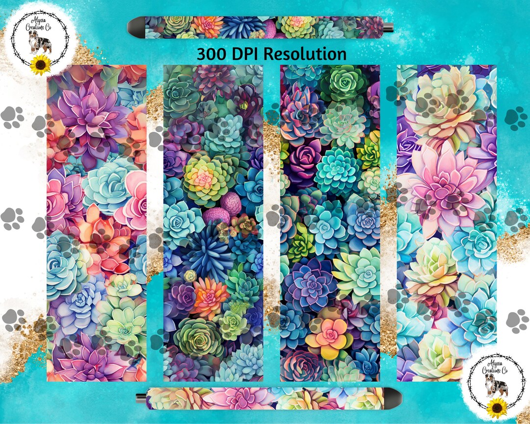 Succulent Pen Wraps, Plant Pen Wraps, Colorful Pen Wraps, Succulents ...